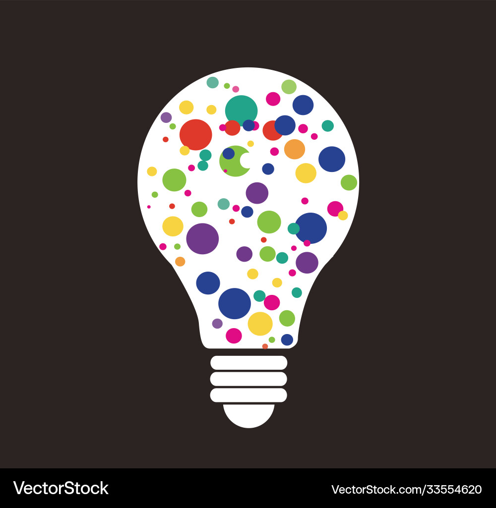 Colorful points in light bulb shape Royalty Free Vector