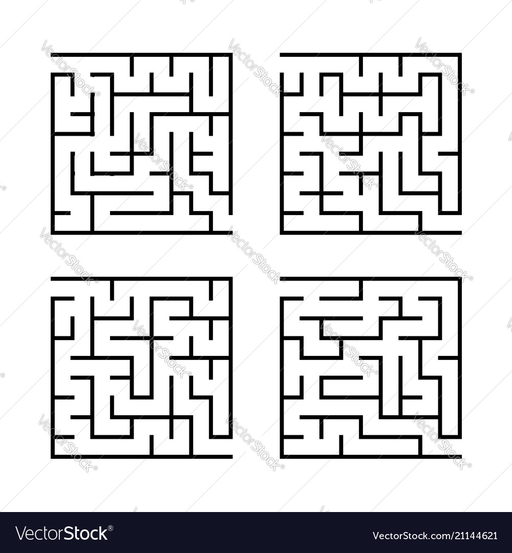 A set of square mazes for children simple flat Vector Image