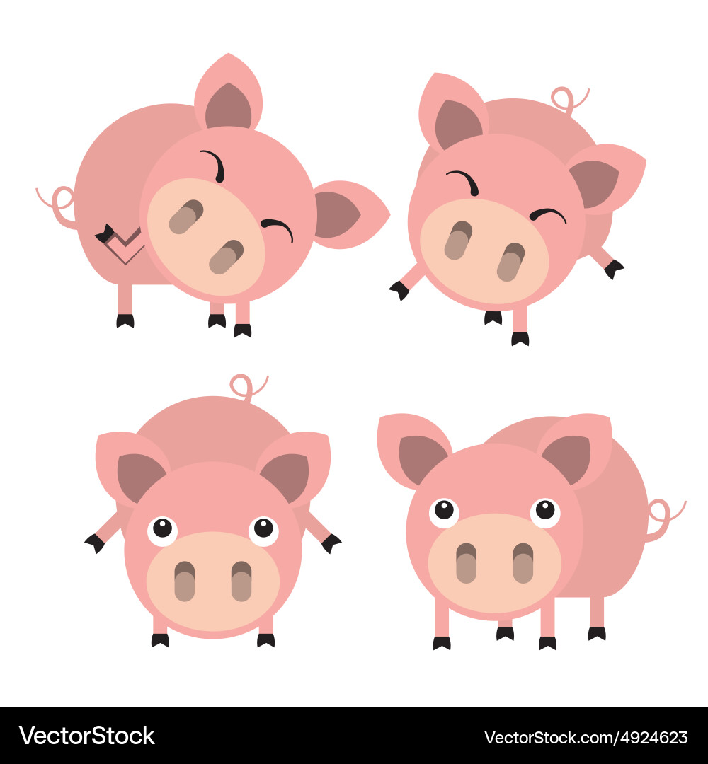 Four cute cartoon pigs Royalty Free Vector Image