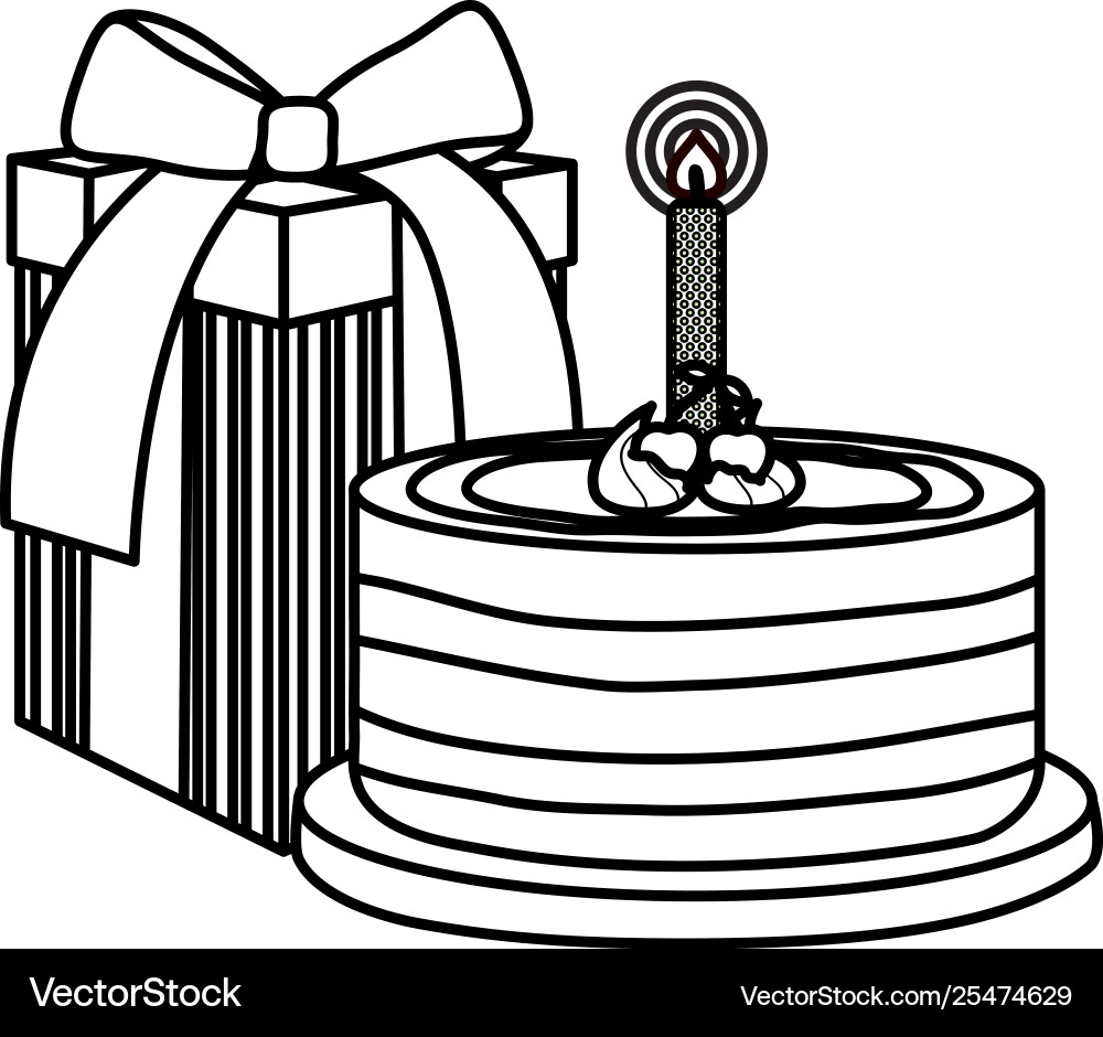 Gift box present with sweet cake Royalty Free Vector Image