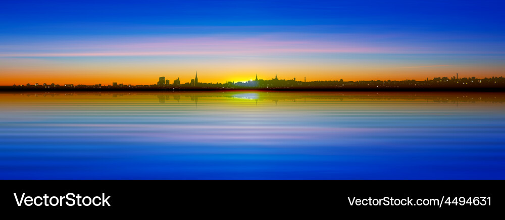 Abstract sunrise background with silhouette Vector Image