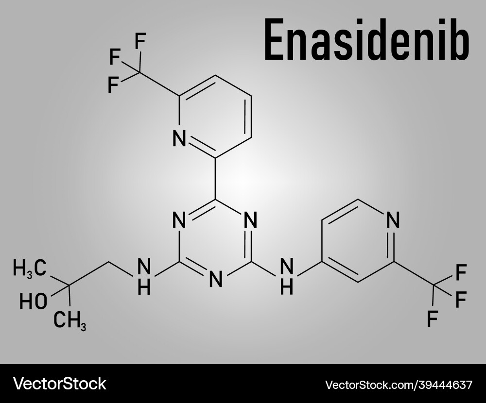 Enasidenib molecule skeletal formula Royalty Free Vector