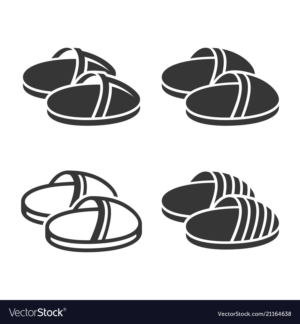 Home slippers icon set on white background Vector Image