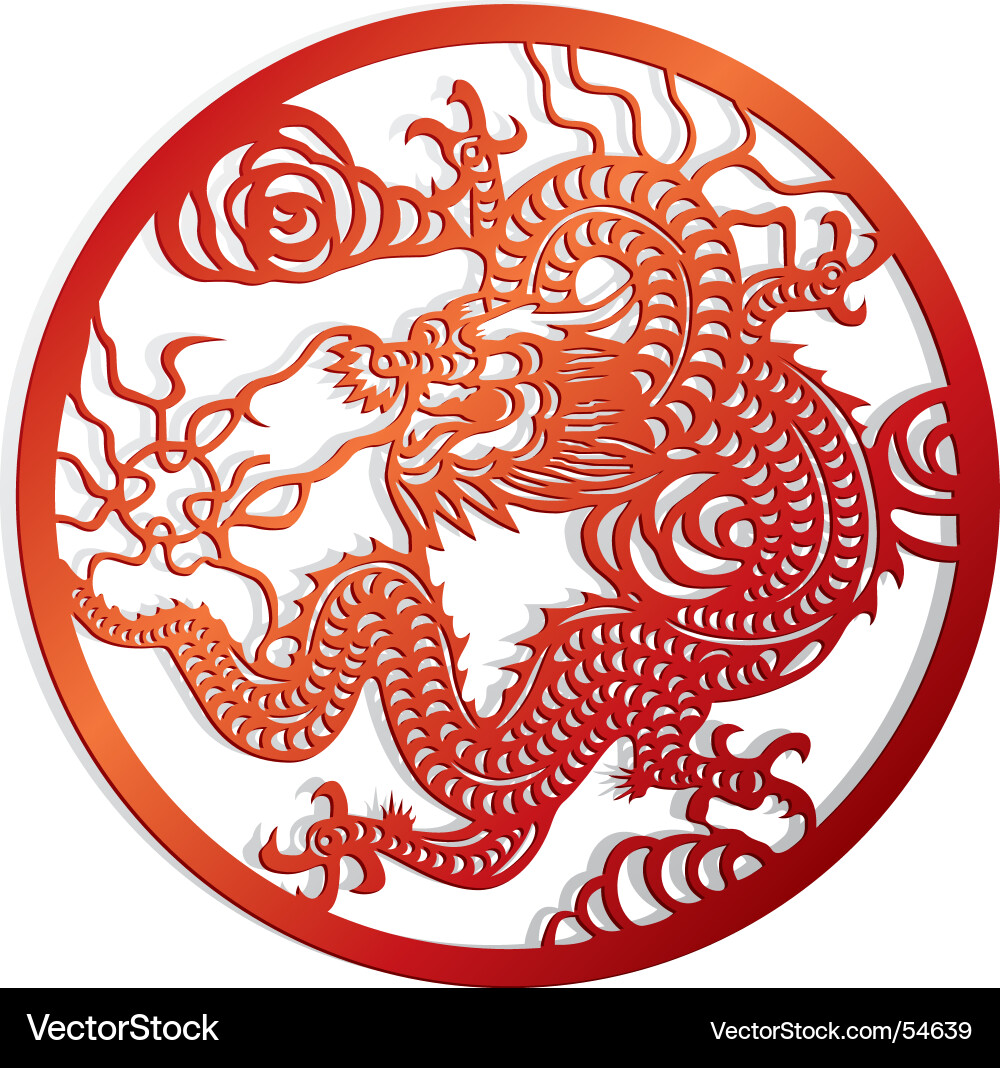 Dragon cut of chinese style Royalty Free Vector Image