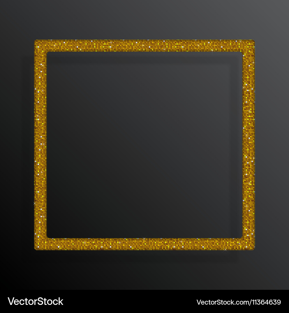 Frame gold sequins square glitter sparkle Vector Image