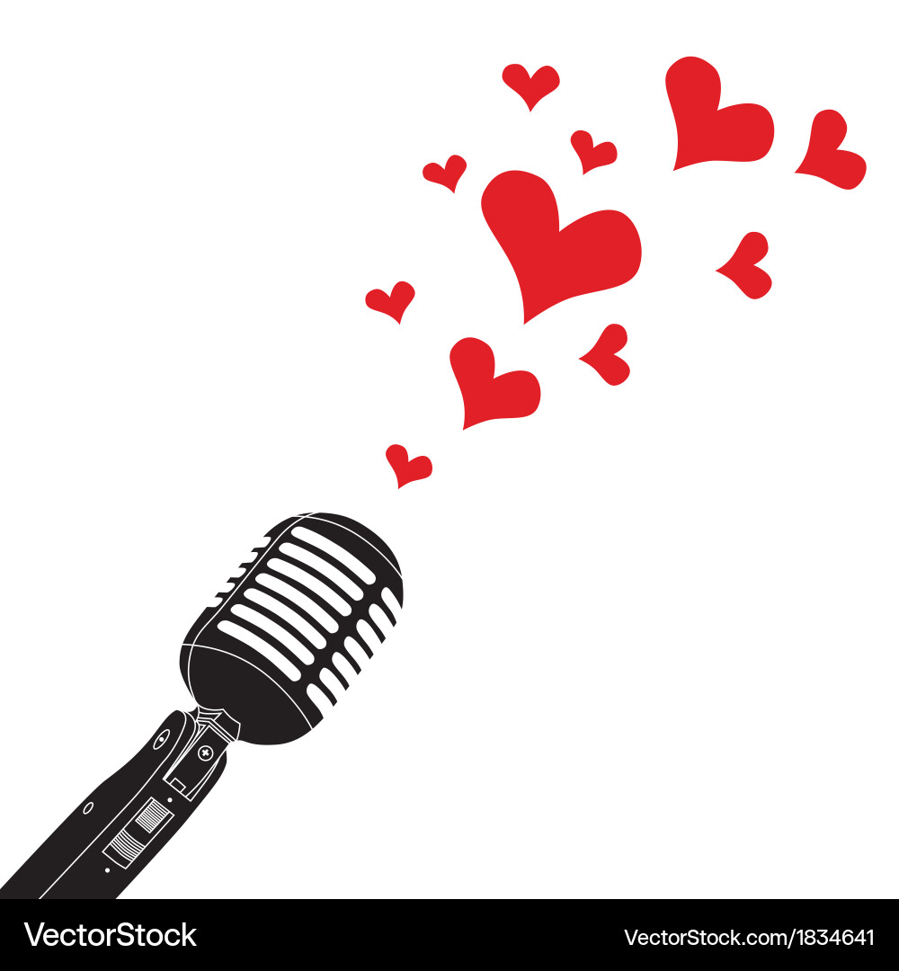 Microphone heart love valentines day Royalty Free Vector
