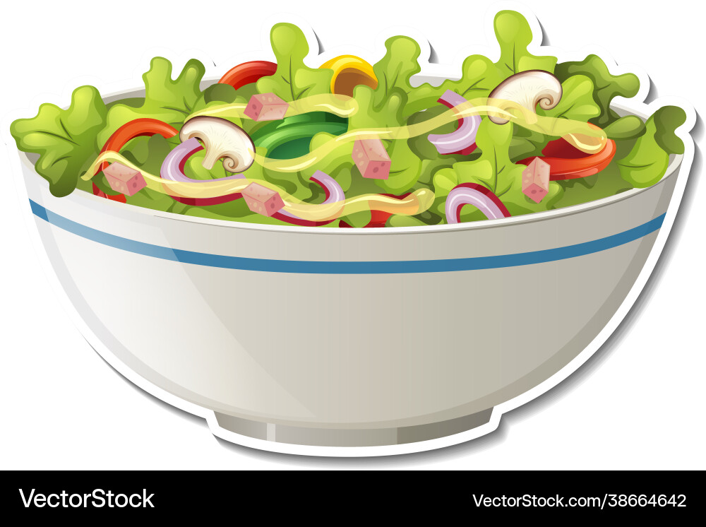 Salad bowl sticker on white background Royalty Free Vector