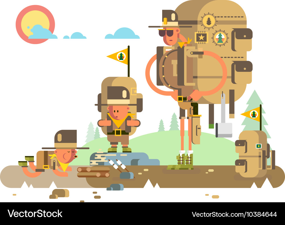 Group scout cartoon Royalty Free Vector Image - VectorStock