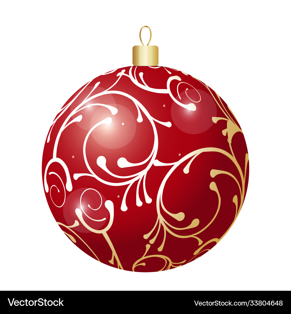 Red shiny christmas ball on a white background Vector Image