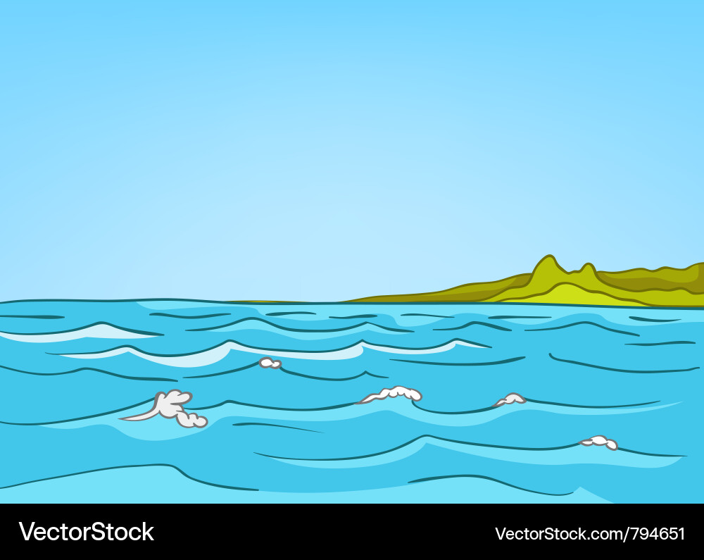 Cartoon nature landscape sea Royalty Free Vector Image