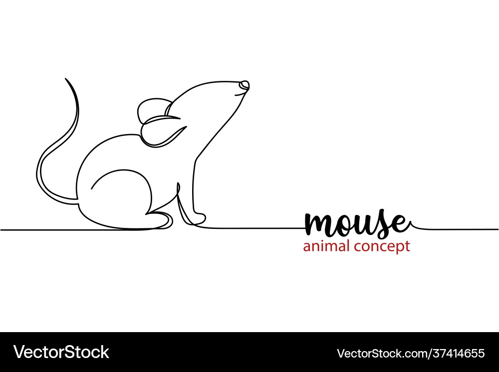 Animal concept continuous one line mouse in si Vector Image