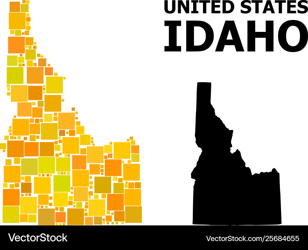 Golden square mosaic map idaho state Royalty Free Vector