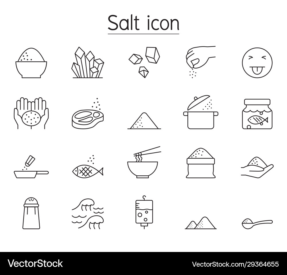 Salt icon set in thin line style Royalty Free Vector Image