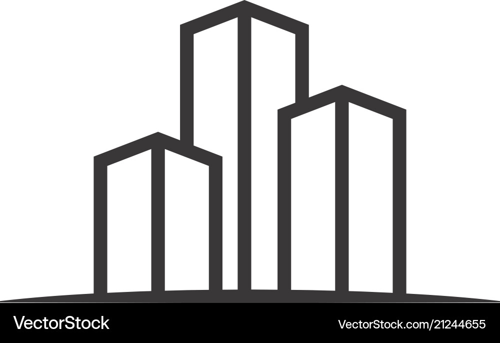 Simple and clean line art building Royalty Free Vector Image