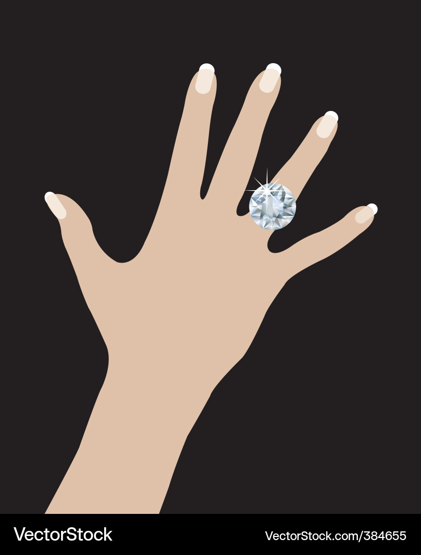 Wedding ring on hand Royalty Free Vector Image