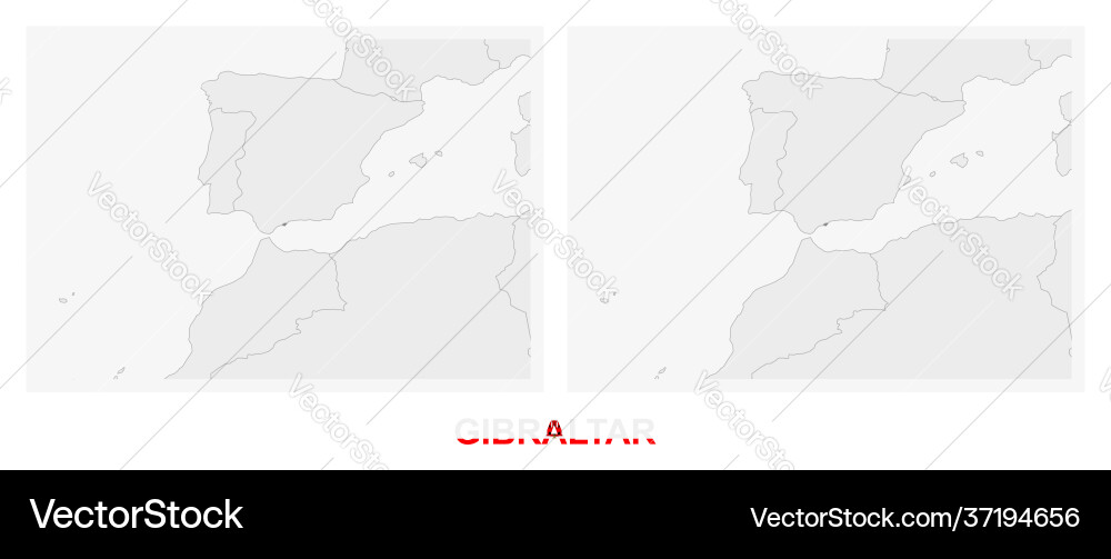 Two versions map gibraltar Royalty Free Vector Image