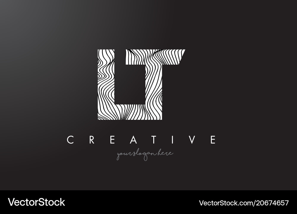 Lt l t letter logo with zebra lines texture Vector Image