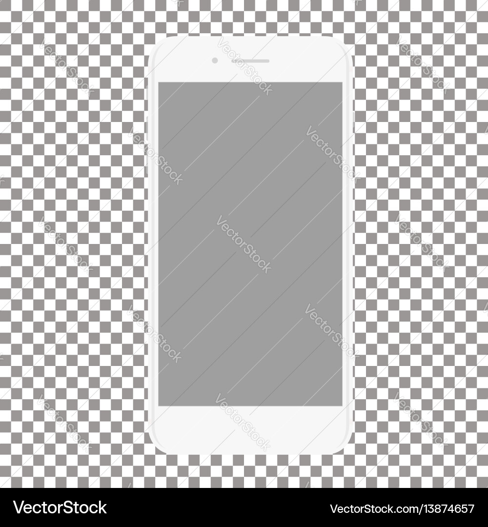 White phone with blank screen on a transparent Vector Image