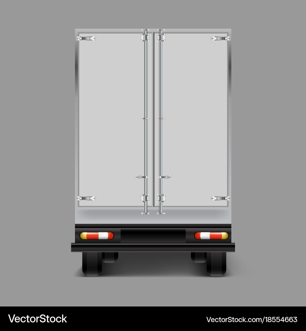 3d realistic cargo truck back view Royalty Free Vector Image