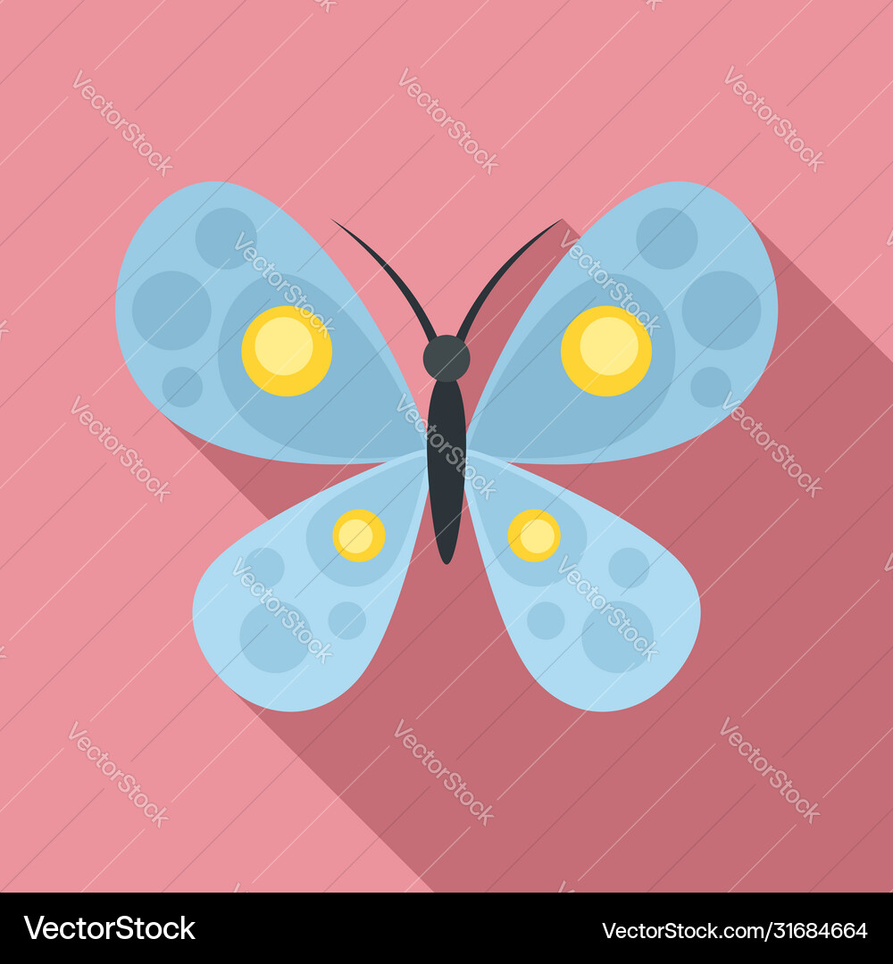 Floral plant butterfly icon flat style Royalty Free Vector