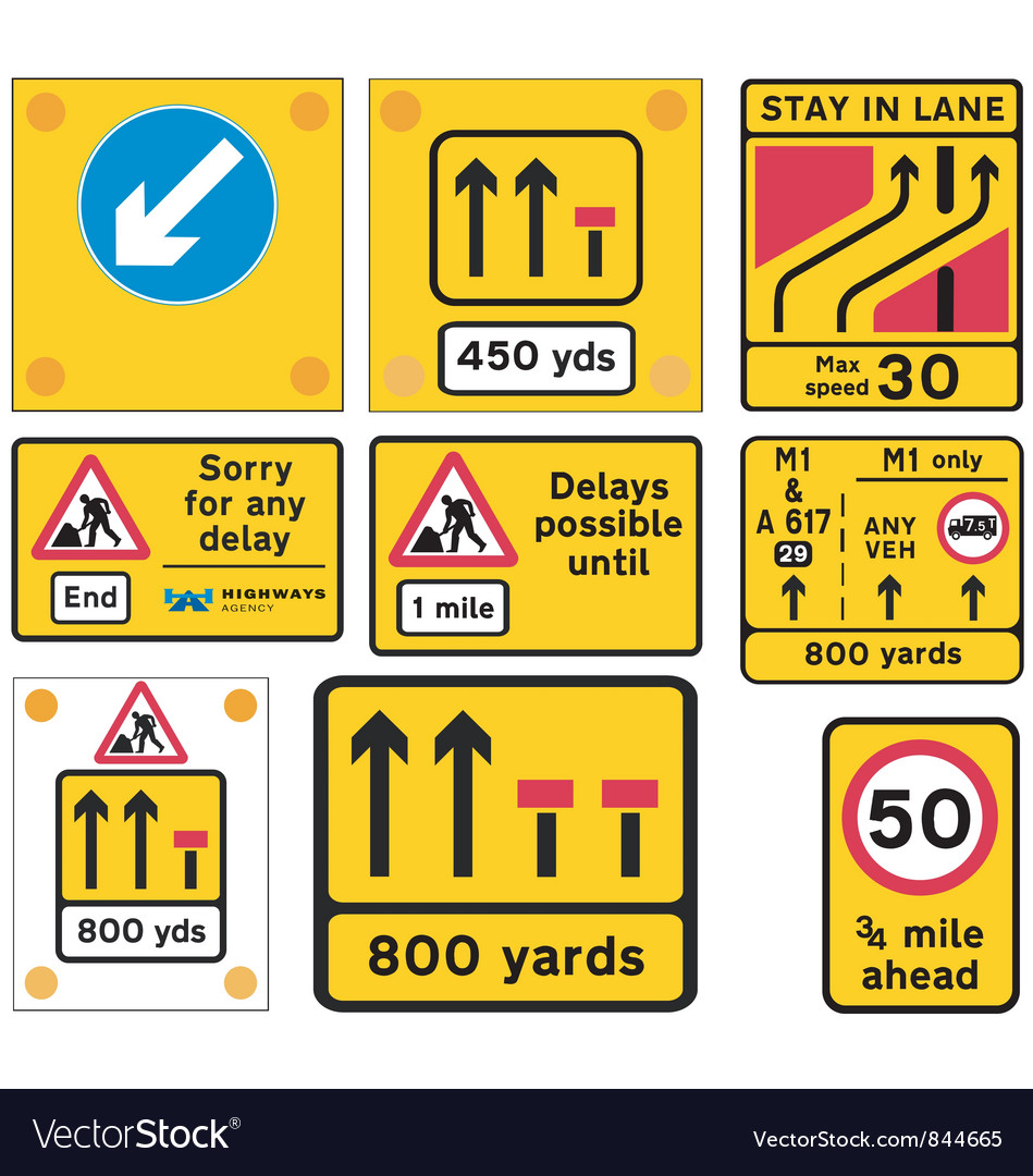 Road traffic work signs Royalty Free Vector Image - VectorStock