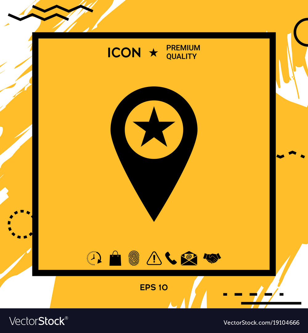 Map pointer with star Royalty Free Vector Image