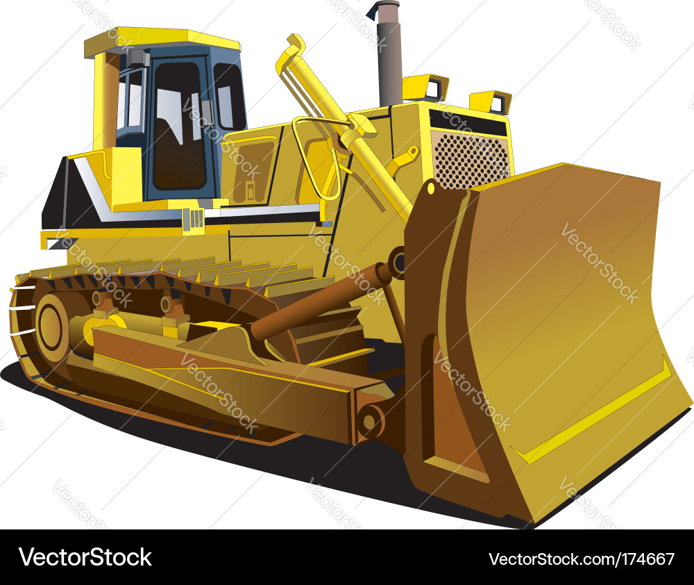 Yellow dozer Royalty Free Vector Image - VectorStock