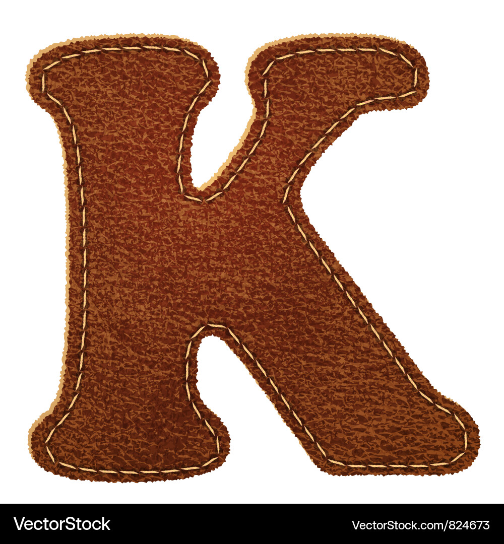 Leather textured letter k Royalty Free Vector Image