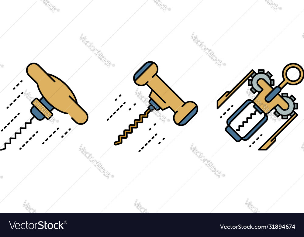 Corkscrew icons set line color Royalty Free Vector Image Corkscrew icons set line color Royalty Free Vector Image