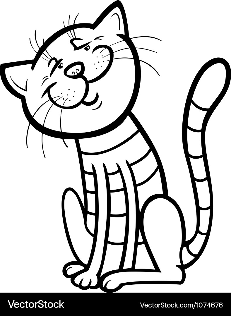 Happy cat cartoon for coloring book Royalty Free Vector