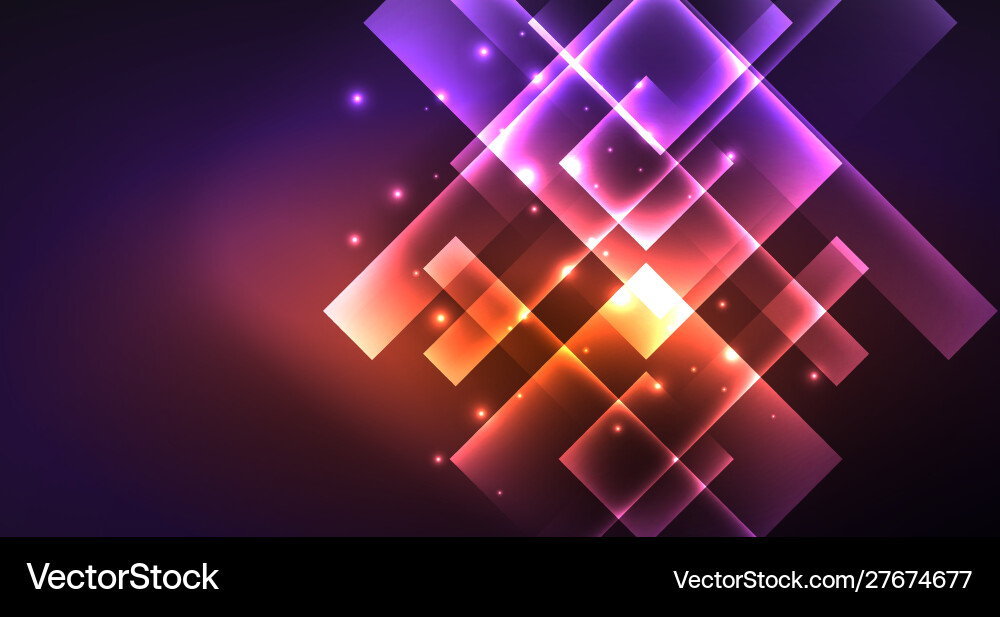Neon shiny color squares on black modern template Vector Image