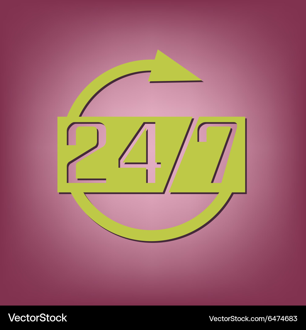 24 7 character 247 open hours a day and 7 Vector Image