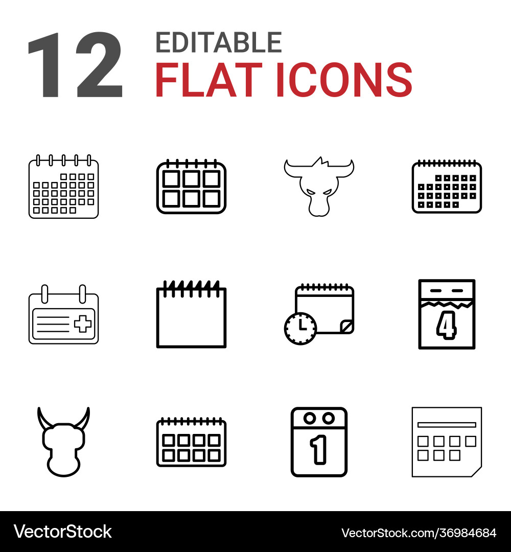 12 calendar icons Royalty Free Vector Image - VectorStock