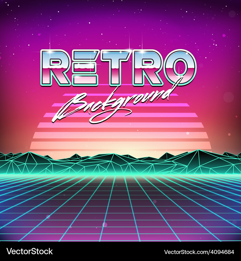 80s Retro Futurism Sci-Fi Background Royalty Free Vector