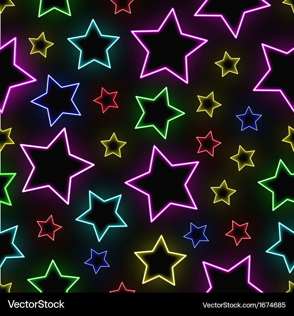 Seamless neon stars background Royalty Free Vector Image