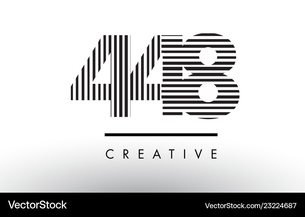 448 black and white lines number logo design Vector Image