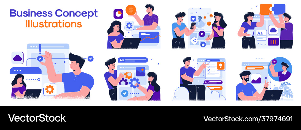 Modern colorful business concept set 4 Royalty Free Vector