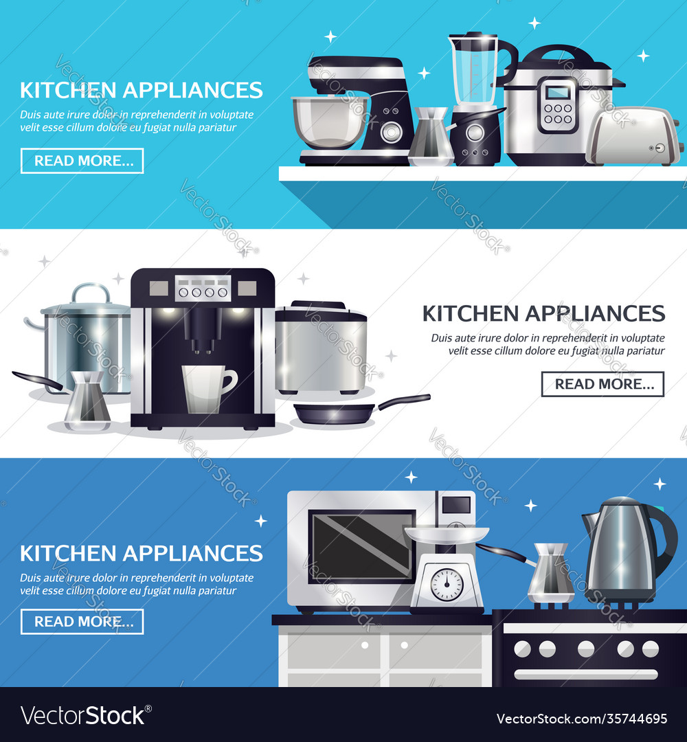 Kitchenware horizontal banners set Royalty Free Vector Image
