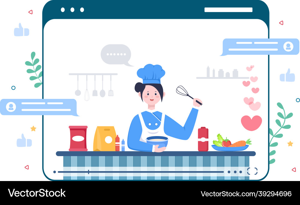 Food cooking blogger background create content Vector Image
