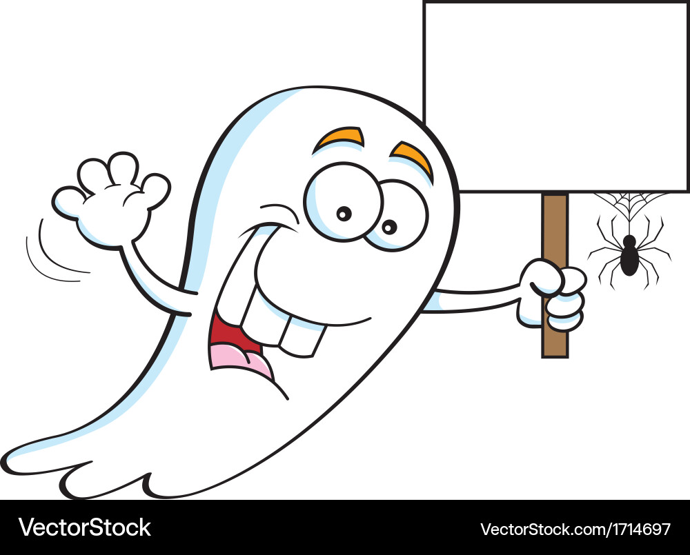 Cartoon Ghost Holding a Sign Royalty Free Vector Image