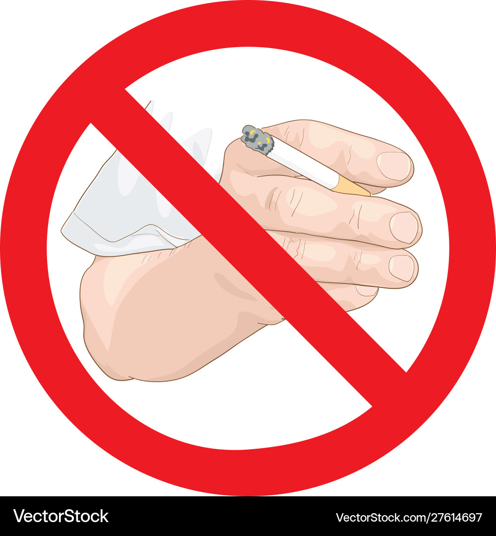 Stop smoking sign hand with a cigarette Royalty Free Vector