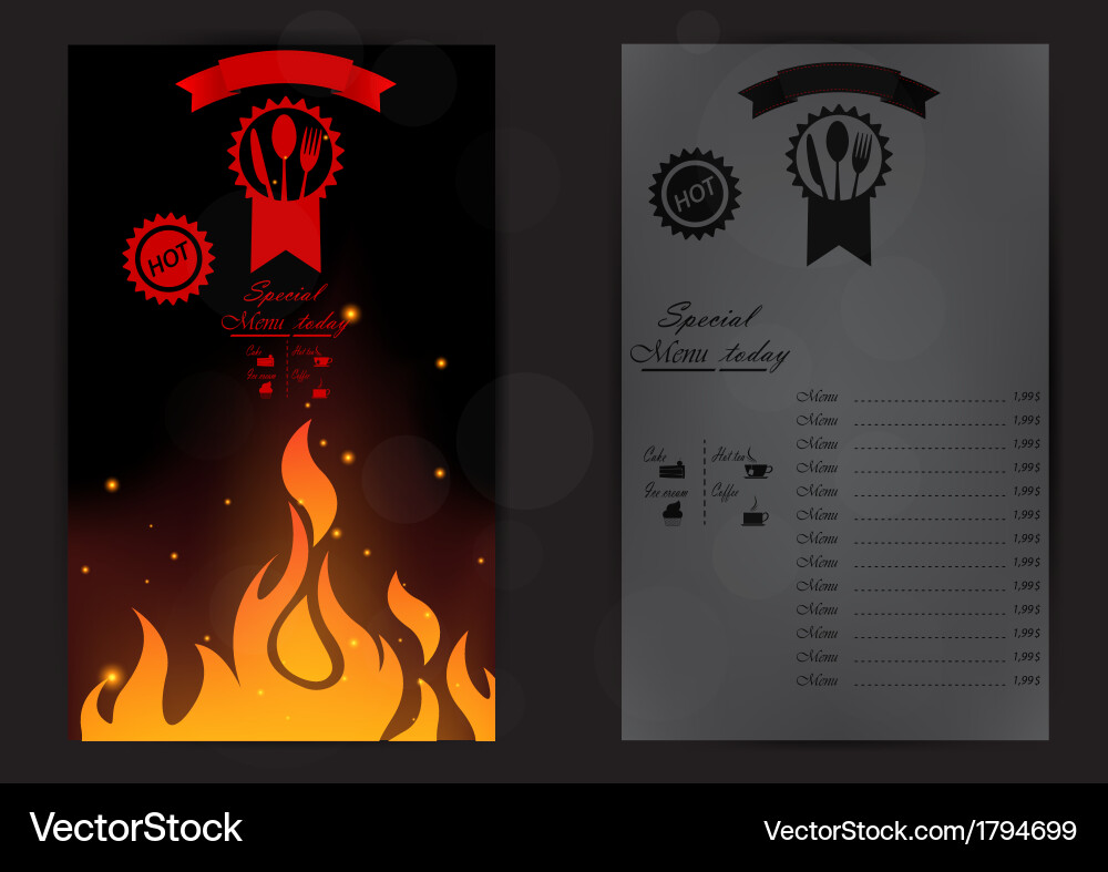 Restaurant menu with a price list Royalty Free Vector Image