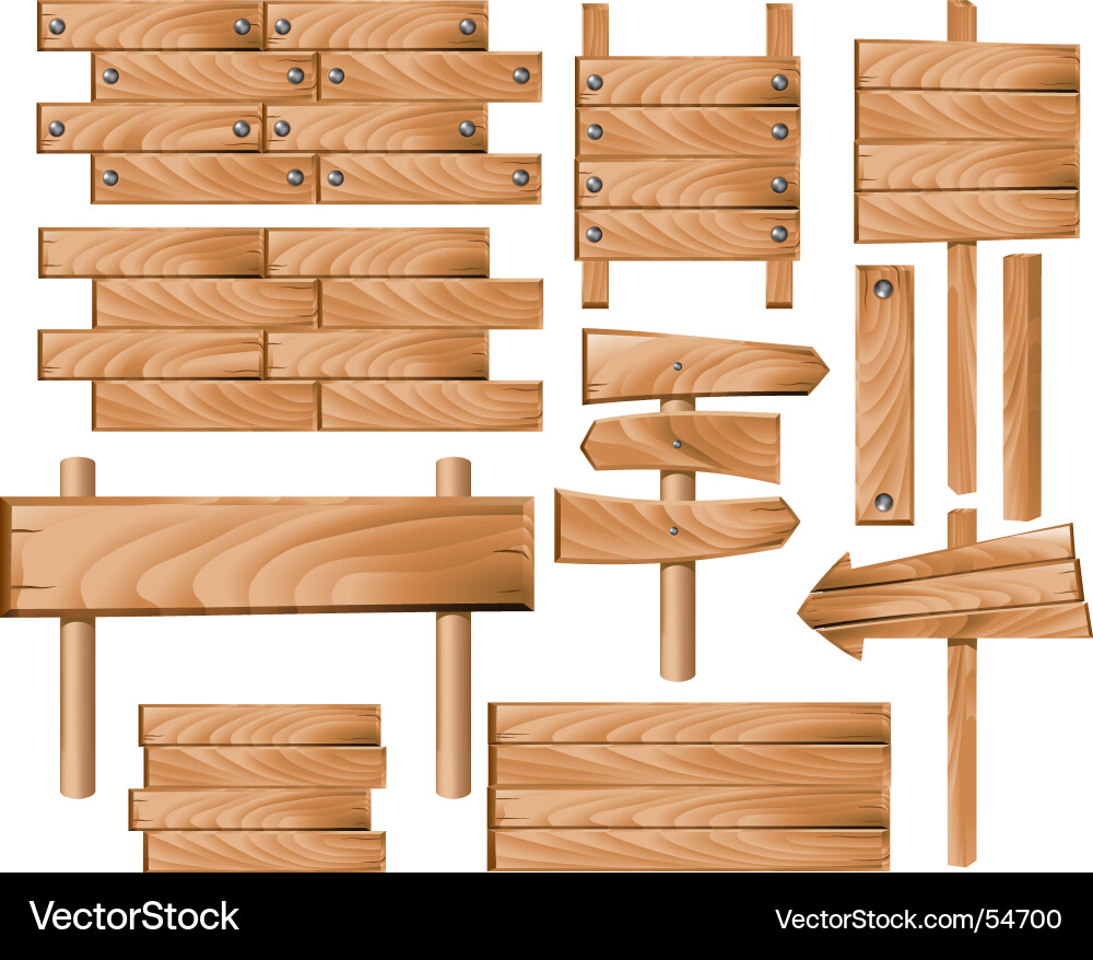 Wooden signs Royalty Free Vector Image - VectorStock