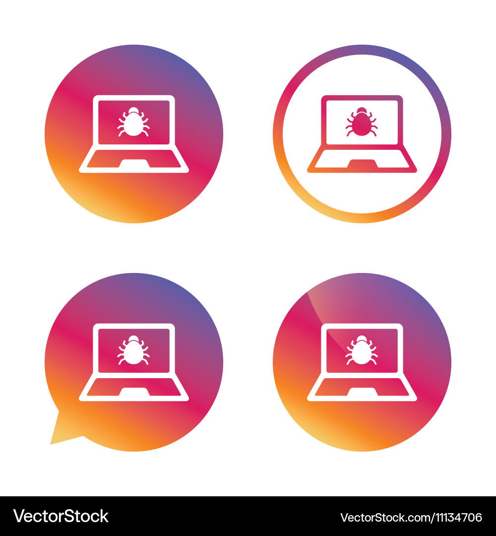Laptop virus sign icon notebook software bug Vector Image