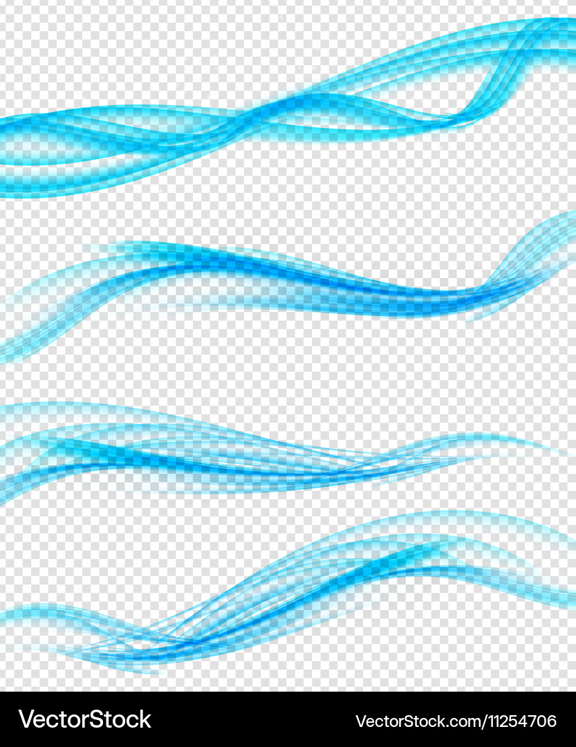 Set of abstract blue wave on transparent Vector Image