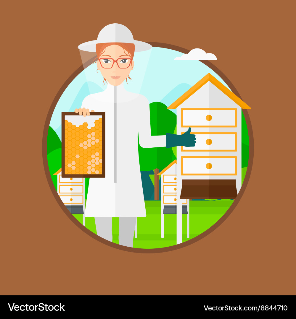 Bee-keeper at apiary Royalty Free Vector Image
