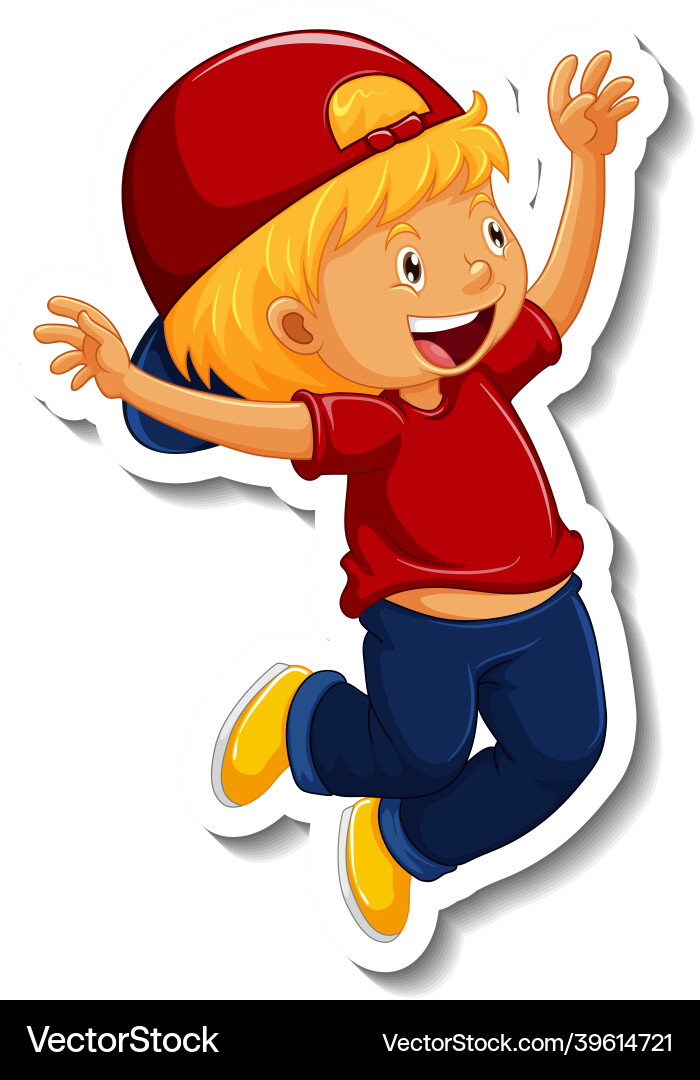 Sticker template with a boy cartoon character Vector Image