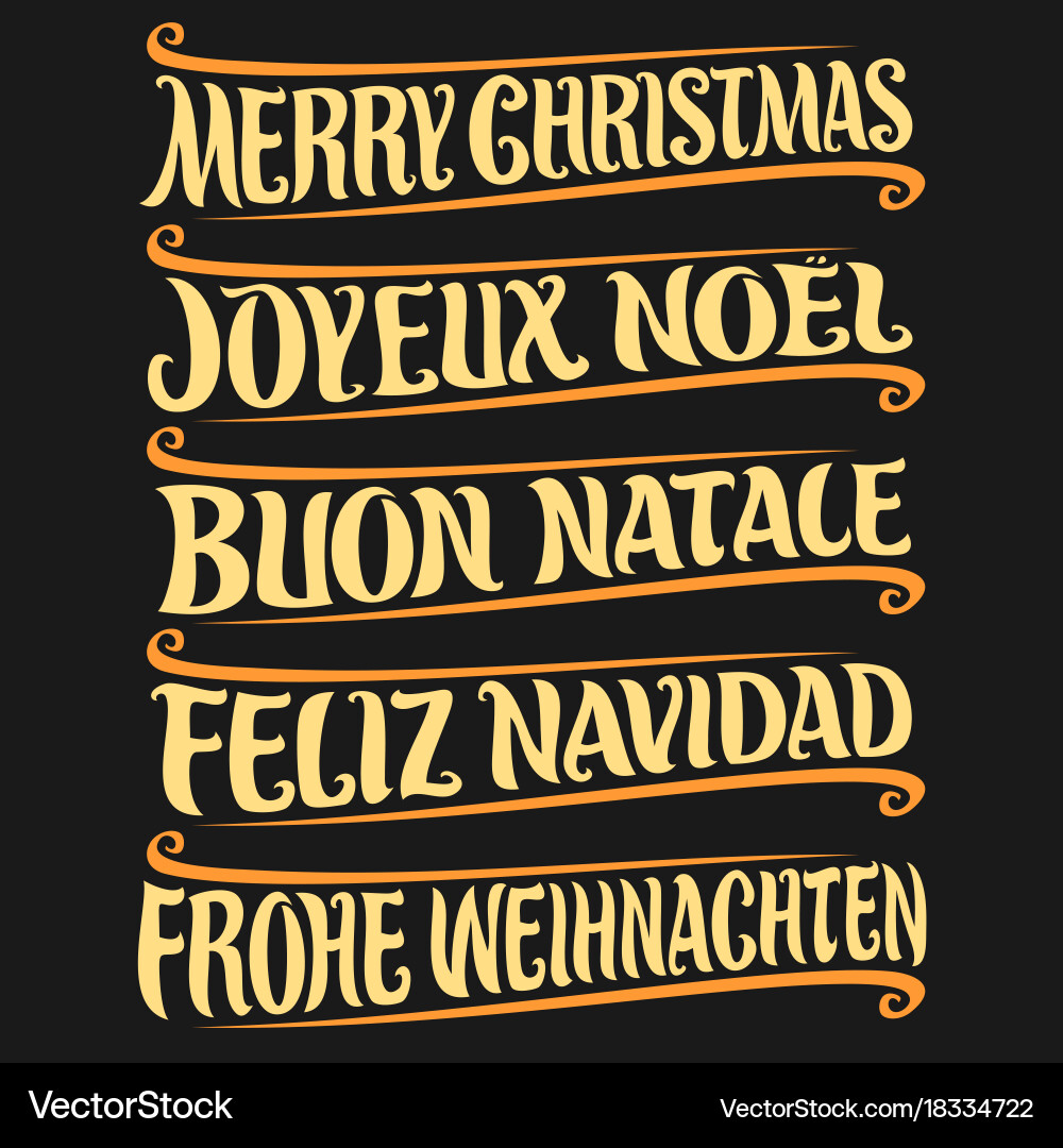 Merry christmas in different languages Royalty Free Vector