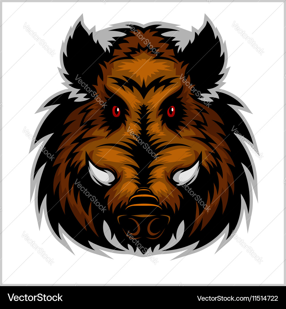 Wild Boar Head Logo Mascot Emblem Royalty Free Vector Image