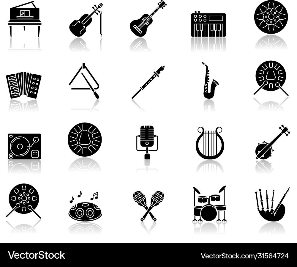 Classical musical instrument drop shadow black Vector Image